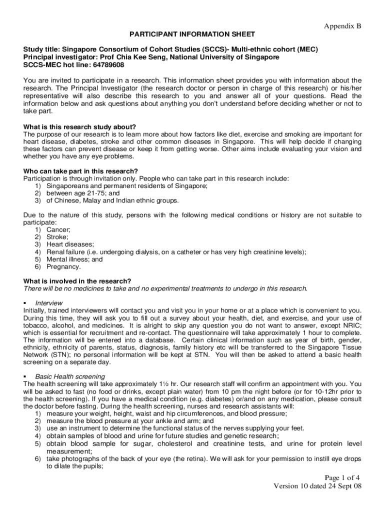 Fillable Online Appendix B Page 1 of 4 Version 10 dated 24 Sept 08 Fax ...