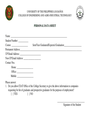 Fillable Online Student Number:Course - CEAT OCS - UPLB Fax Email Print - pdfFiller