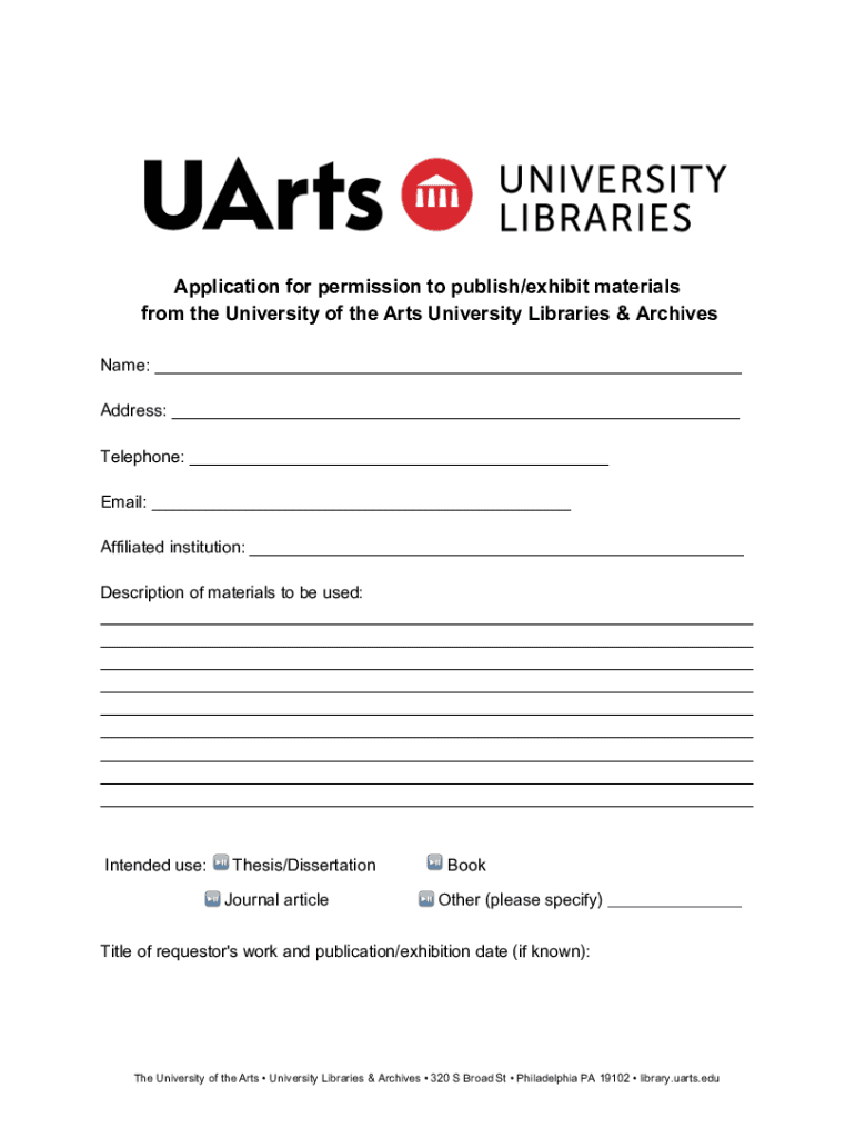 Fillable Online library uarts Xavier Library Publish, Exhibit, or Display Materials Form Fax ...