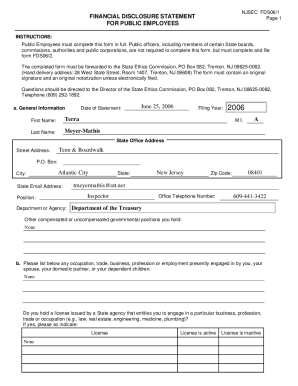 Fillable Online financial disclosure statement for public employees Fax Email Print - pdfFiller