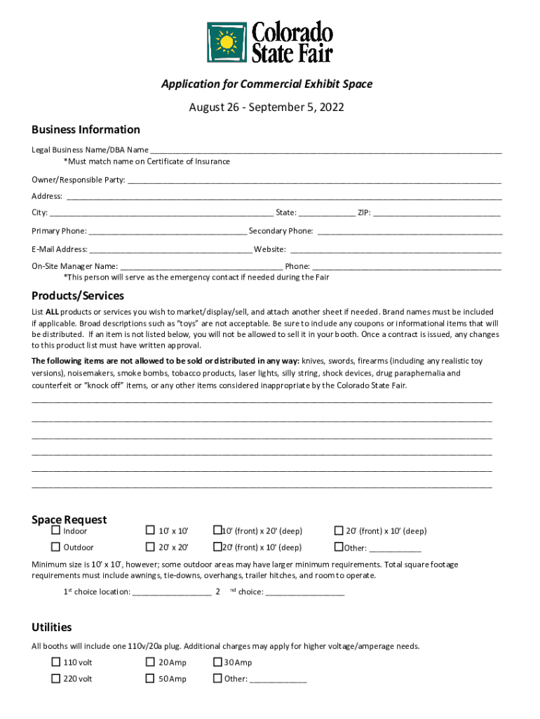 Fillable Online Application for Food Concession Space August 26 Fax Email Print - pdfFiller