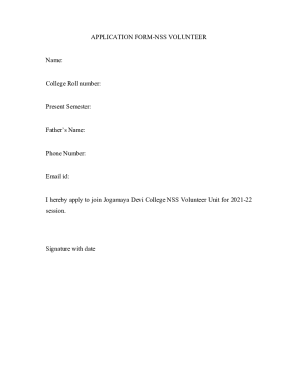 Fillable Online Application Form-NSS Volunteer - Jogamaya Devi College ...