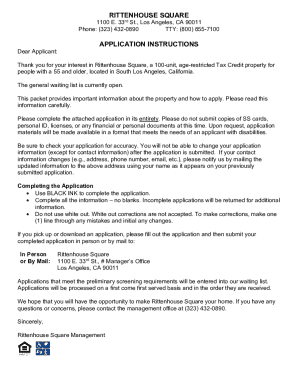 Fillable Online RITTENHOUSE SQUARE APPLICATION INSTRUCTIONS Fax Email ...