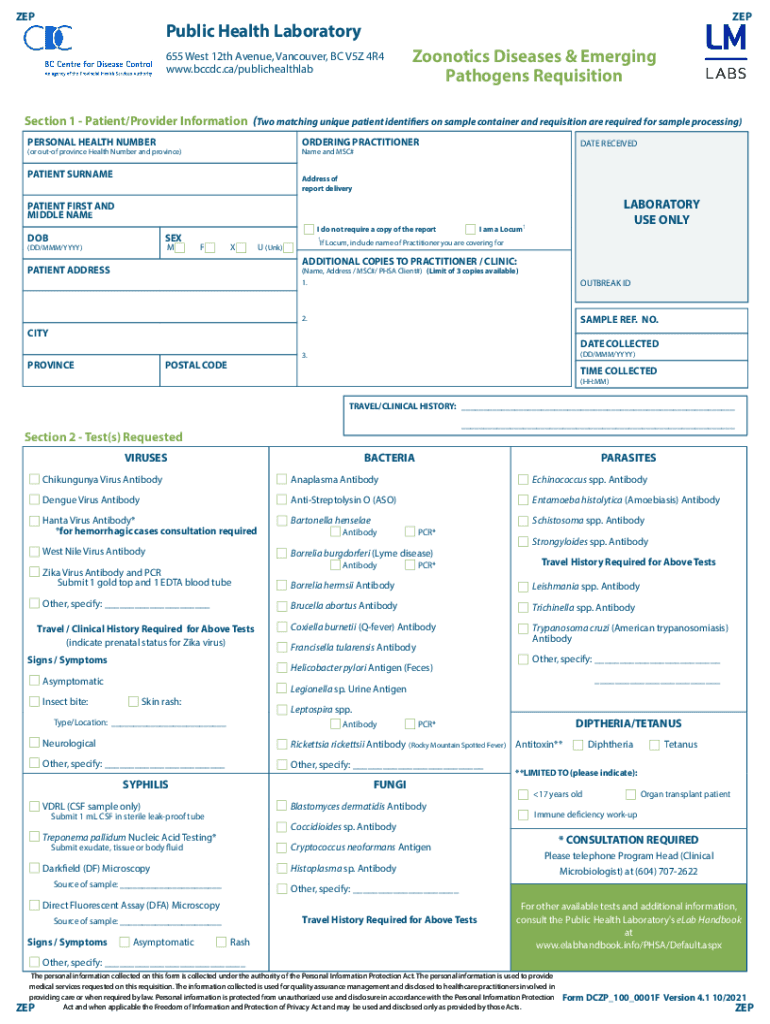 Fillable Online lmlabs phsa BCCDC PHL Cluster Investigation Approval ...