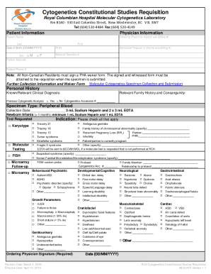 Fillable Online lmlabs phsa Cytogenetics Laboratory - Columbia Pathology Department Fax Email ...