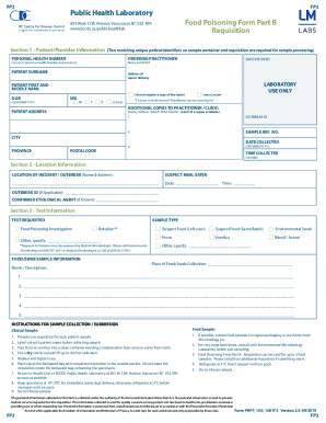 Fillable Online lmlabs phsa Food Poisoning Form Part B Requisition ...