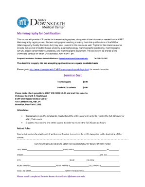 Fillable Online Mammography for Certification Registration form Fax ...