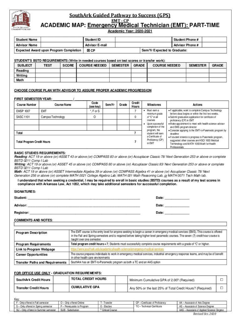 Fillable Online Emergency Medical Services, (EMT - Paramedic Program ...