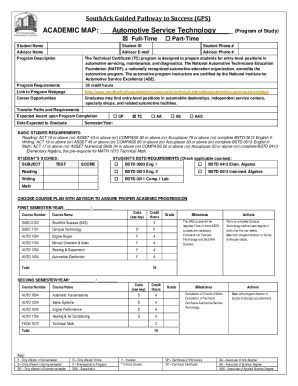 Fillable Online ACADEMIC MAP: Automotive Service Technology (Program of ...