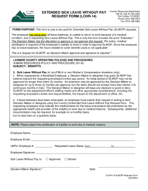 Fillable Online EXTENDED SICK LEAVE WITHOUT PAY REQUEST FORM ... Fax ...