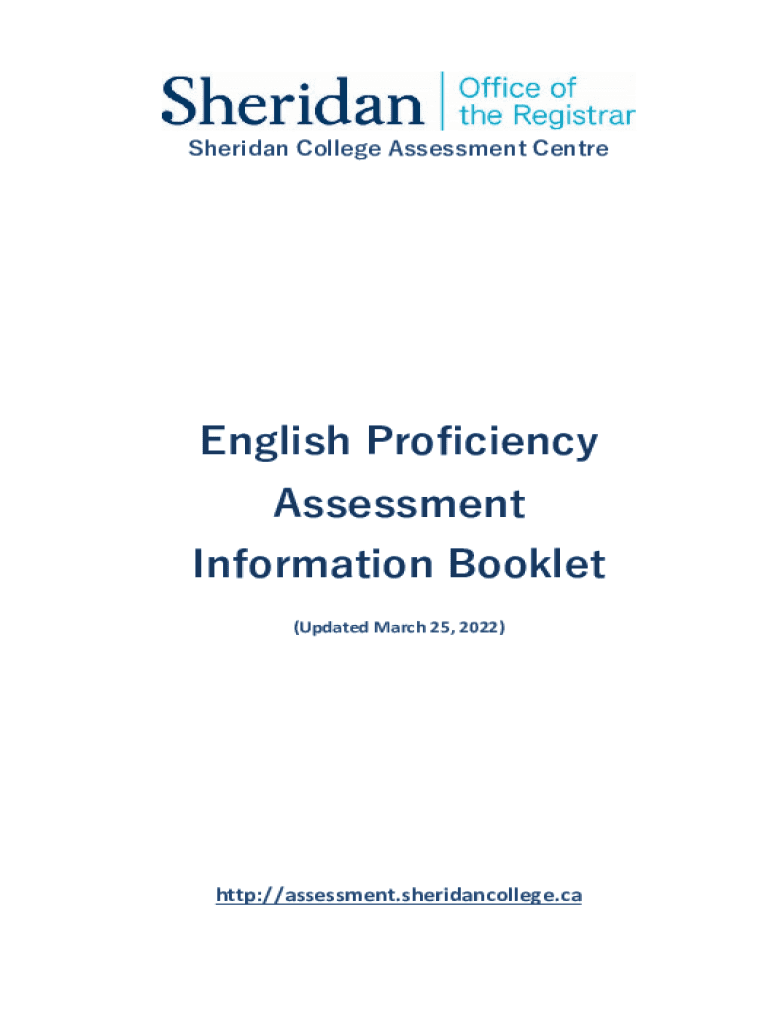 Fillable Online English Proficiency Assessment Information Booklet ...