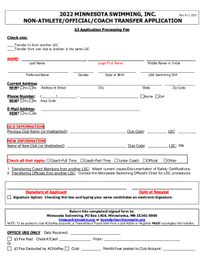 Fillable Online non-athlete/official/coach transfer application ...