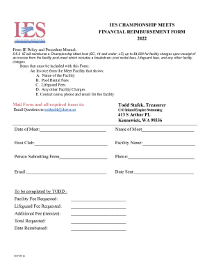 Fillable Online ies championship meets financial reimbursement form ...