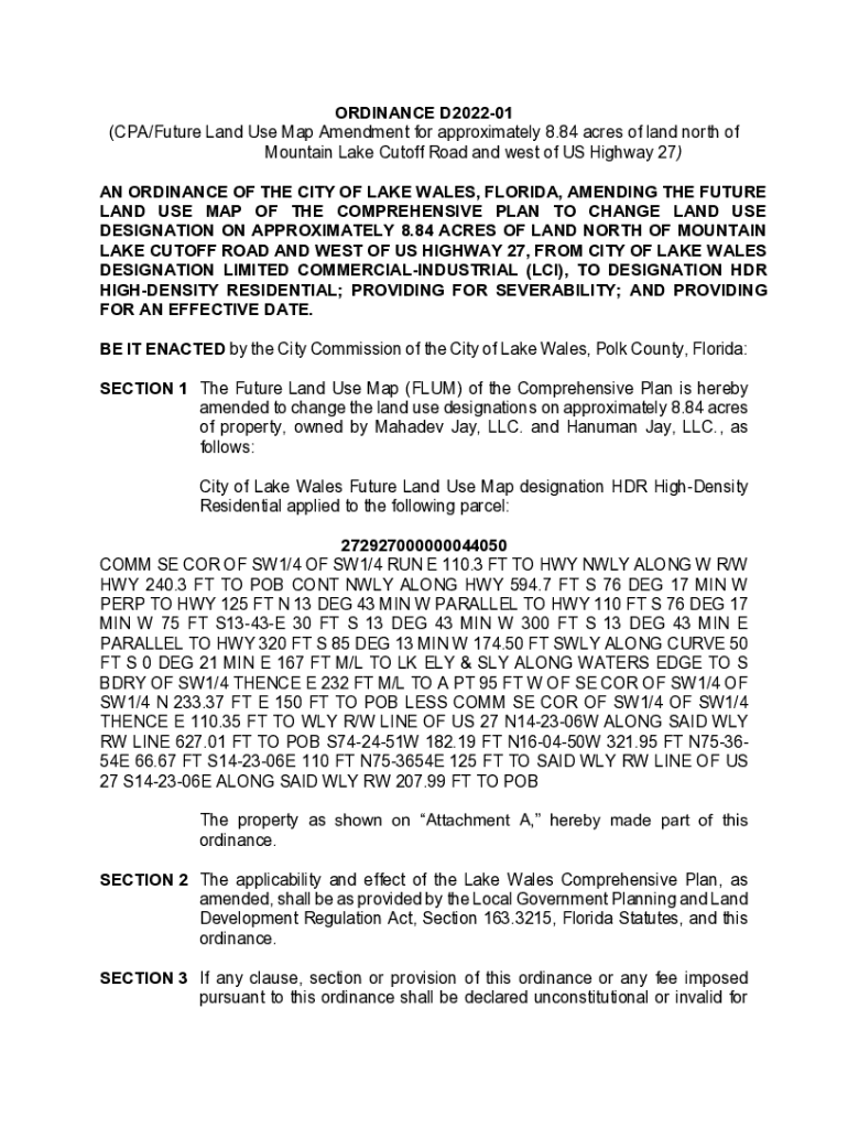 Fillable Online lakewales elaws 2025 COMPREHENSIVE PLAN Land Use Page 1 A. LAND ... Fax Email ...