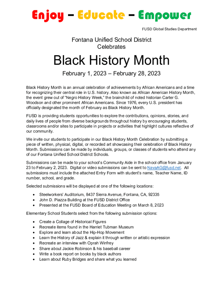 Fillable Online Empower Black History Month - Fontana Unified School ...