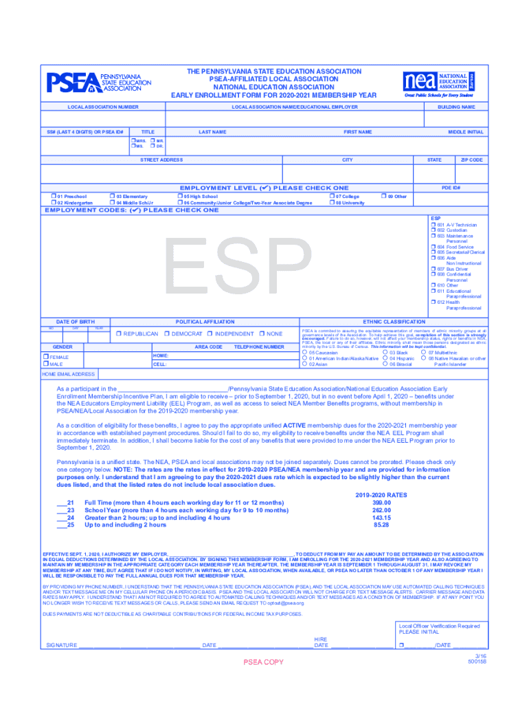 Fillable Online ESP - PSEA Fax Email Print - pdfFiller