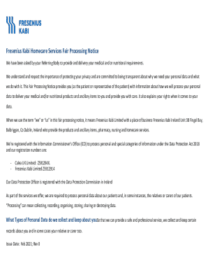 Fillable Online Fresenius Kabi Homecare Services Fair Processing Notice Fax Email Print - pdfFiller