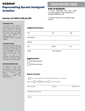 Fillable Online Webinar Registration Form - Federal Bar Association Fax ...