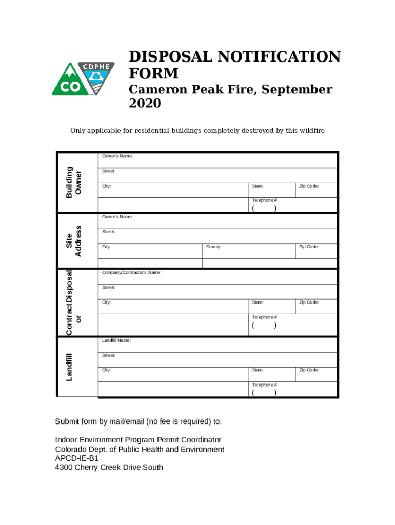 DISPOSAL NOTIFICATION - Larimer County Doc Template | pdfFiller