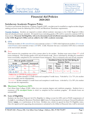 Fillable Online FINANCIAL AID POLICIES - Carl Albert State College Fax ...