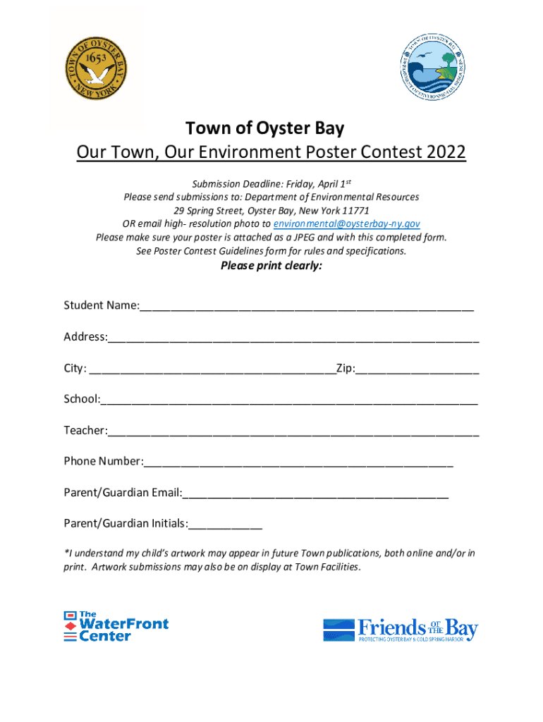 Fillable Online 2022-Poster-Contest-Form-and-Rules.pdf - Town of Oyster ...