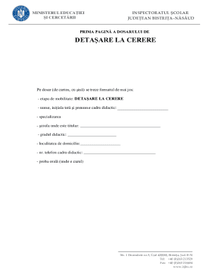 Fillable Online PRIMA PAGIN A DOSARULUI DE Fax Email Print - pdfFiller