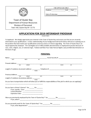 Fillable Online APPLICATION FOR 2019 INTERNSHIP PROGRAM Fax Email Print - pdfFiller
