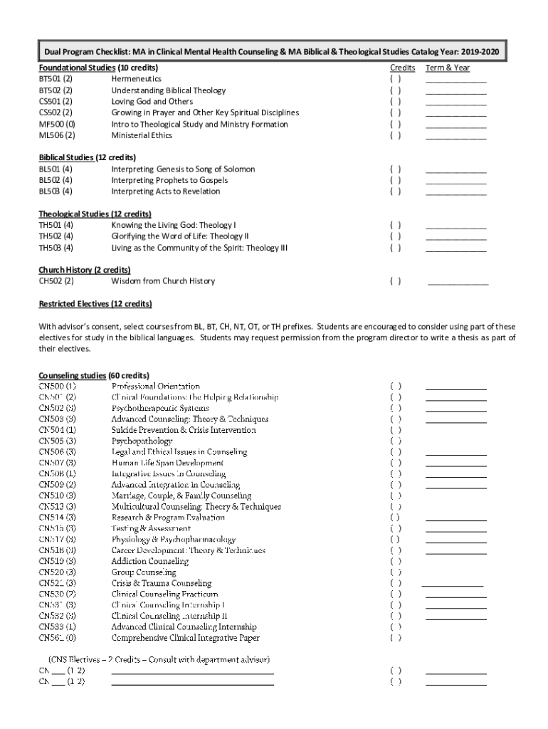 Fillable Online Clinical Mental Health Counseling Application Checklist ...