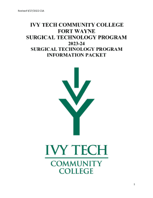 Fillable Online IVY TECH COMMUNITY COLLEGE FORT WAYNE ... Fax Email Print - pdfFiller