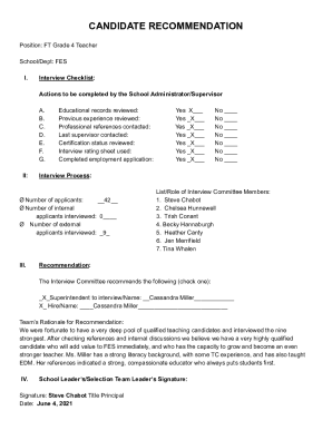 Fillable Online Miller CANDIDATE RECOMMENDATION FORM Fax Email Print ...