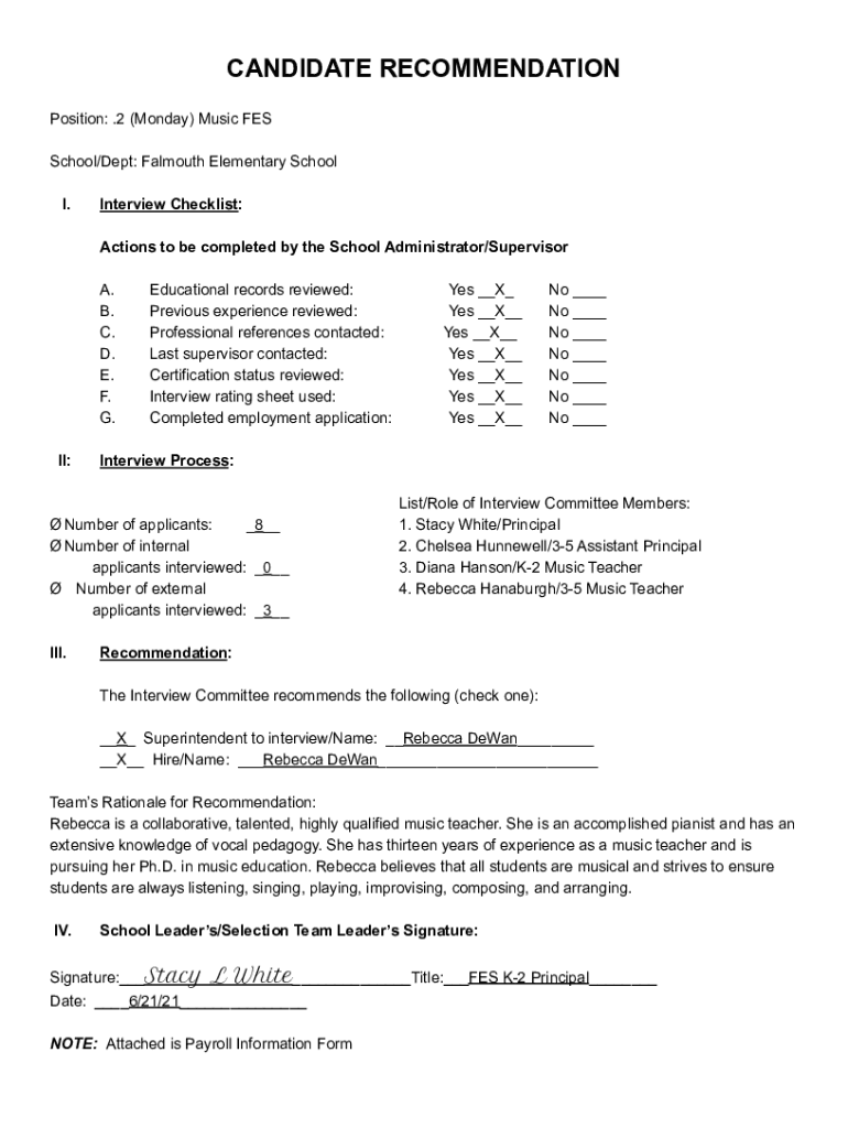 Fillable Online CANDIDATE RECOMMENDATION / PAYROLL INFORMATION FORM Fax ...