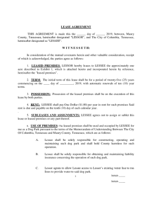 Fillable Online LEASE AGREEMENT - CHAMP Fax Email Print - pdfFiller