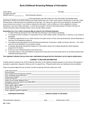Fillable Online Your child has an Early Childhood Screening appointment ...