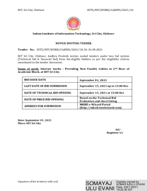 Fillable Online IIIT Sri City, Chittoor, Andhra Pradesh invites sealed ...
