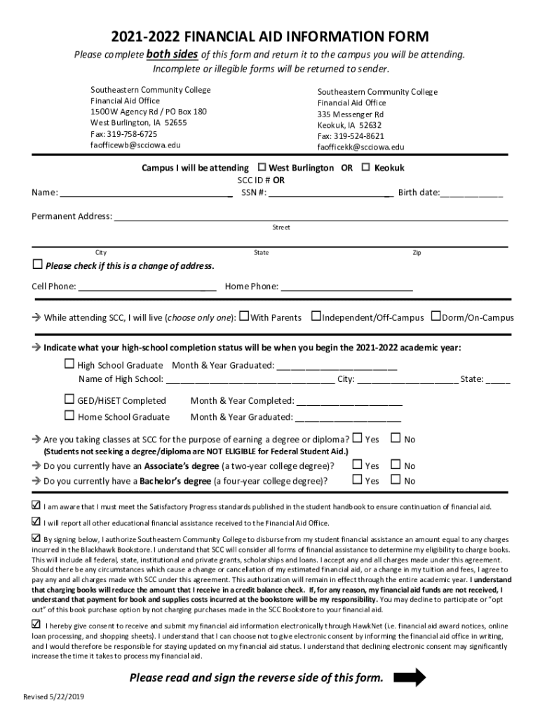 Fillable Online 2021-2022 financial aid information form Fax Email Print - pdfFiller