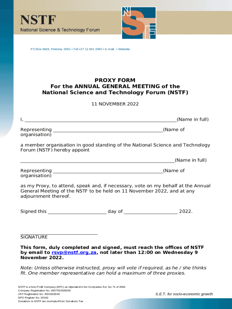proxy - National Science and Technology Forum (NSTF) - nstf org Doc ...