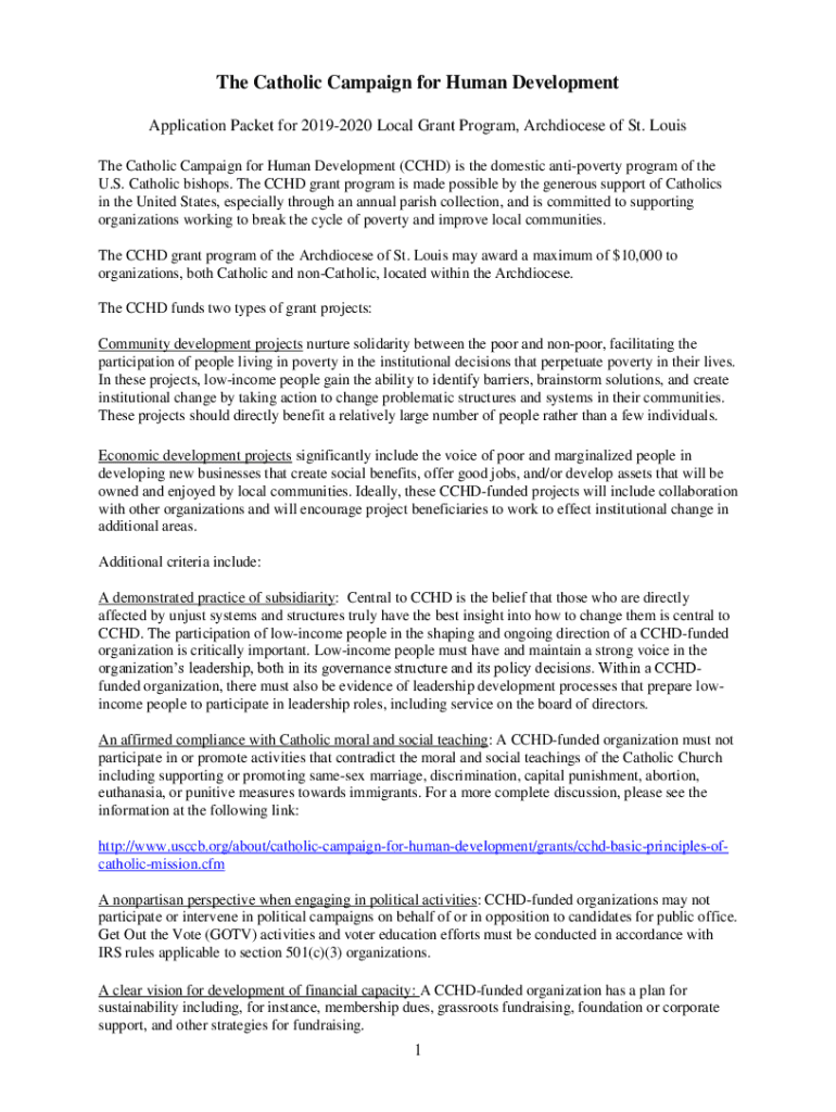 Fillable Online The Catholic Campaign for Human Development ...
