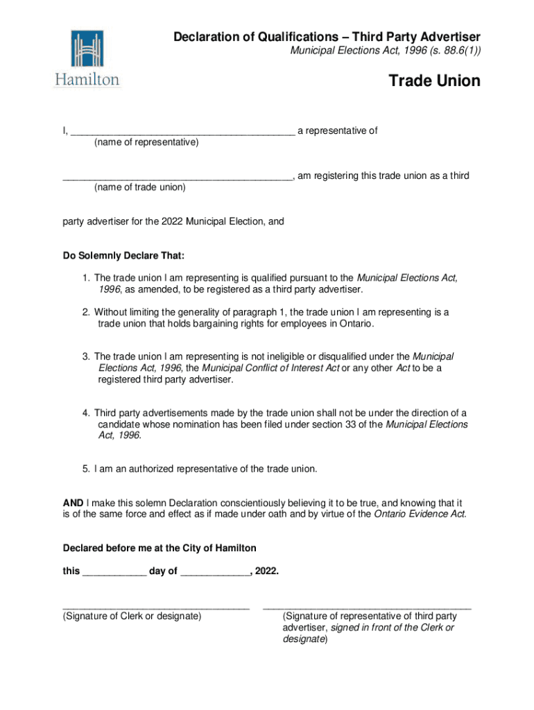 Fillable Online DECLARATION OF QUALIFICATIONS THIRD PARTY ... Fax Email ...