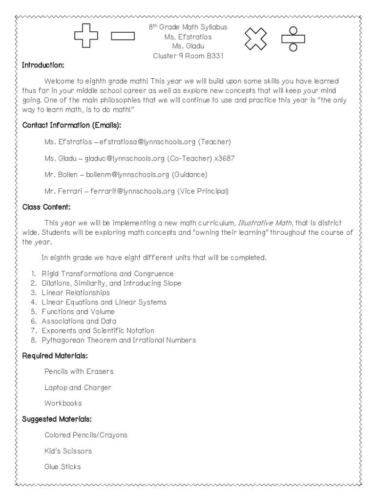 Fillable Online Eighth Grade Math Curriculum and Lesson Plans Fax Email ...