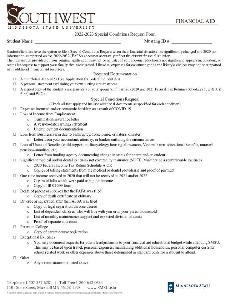 Fillable Online 2022-2023 Special Conditions Form- Dependent Fax Email Print - pdfFiller
