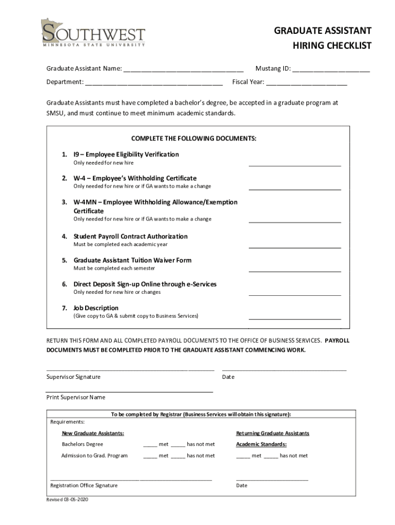 Fillable Online Sample Graduate Assistant Agreement - Sacred Heart ...