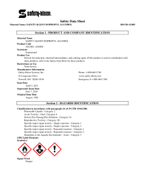 Fillable Online Material Safety Data Sheet Isopropyl Alcohol, 50-100% v ...
