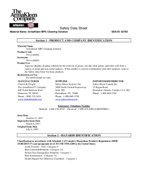 Fillable Online Material Data Safety Sheet - Product #61507560 Fax ...