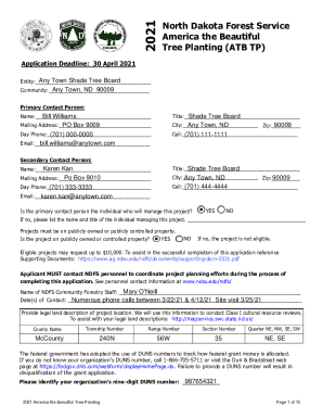 Fillable Online North Dakota Forest Service America the Beautiful (ATB ...