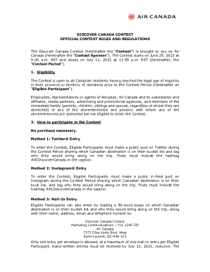 Fillable Online official contest rules and regulations - One Drop ...