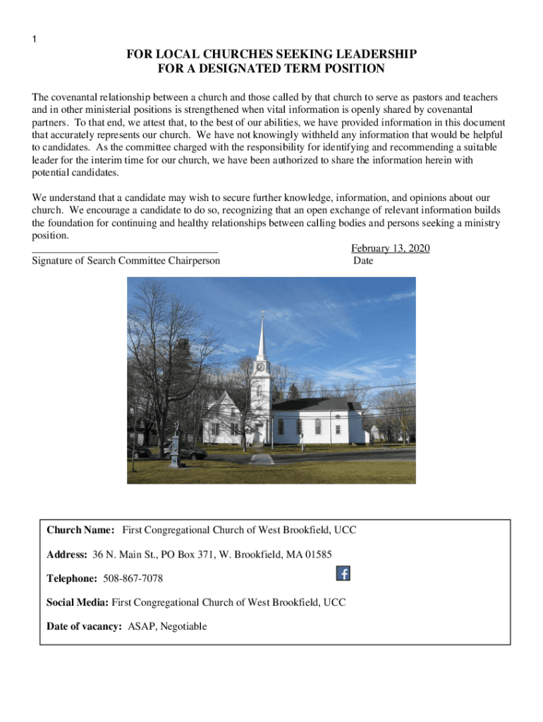 Fillable Online for local churches seeking leadership for a designated term ... Fax Email Print ...