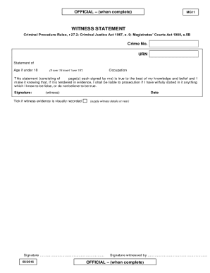 Fillable Online foi west-midlands police mg11 witness statement ...