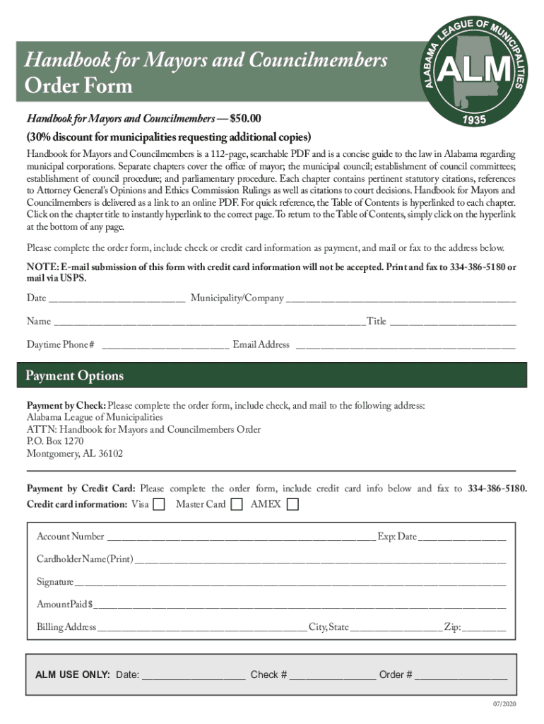 Fillable Online Guidebook for Municipal Officials of Mayor-Council ...