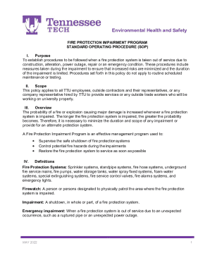 Fillable Online Fire Protection Impairment Program and Sample - Tribal ...