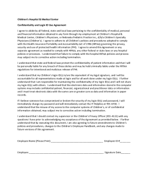 Fillable Online Confidentiality and Login ID Use Agreement Fax Email ...